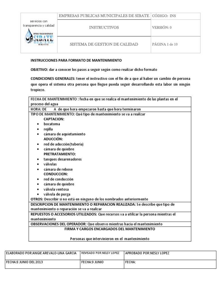 Instructivos de Los Formatos