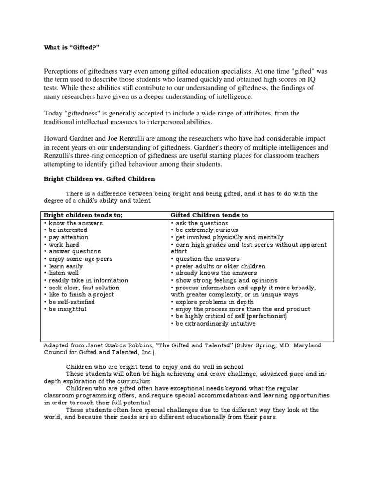 Introduction To Teaching Gifted and Talented Children | PDF ...