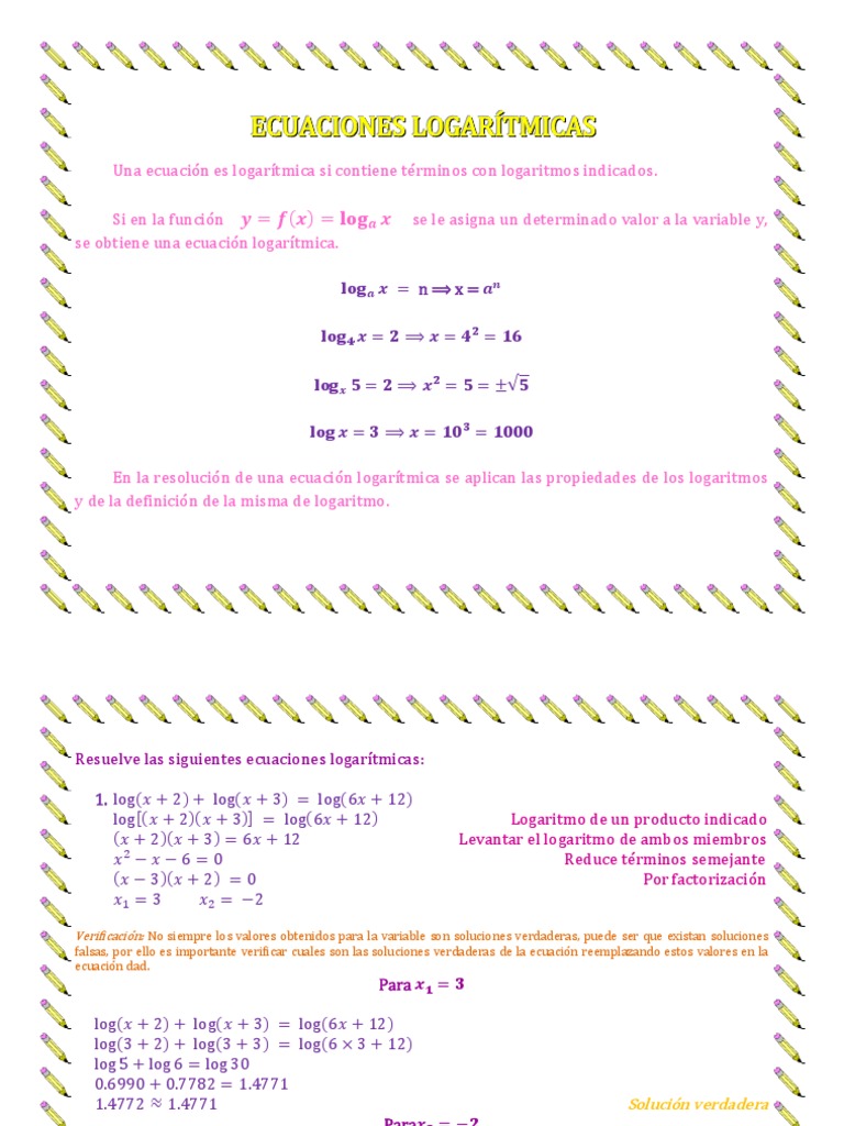 Ecuaciones Logaritmicas y Exponenciales | PDF | Logaritmo | Exponenciación