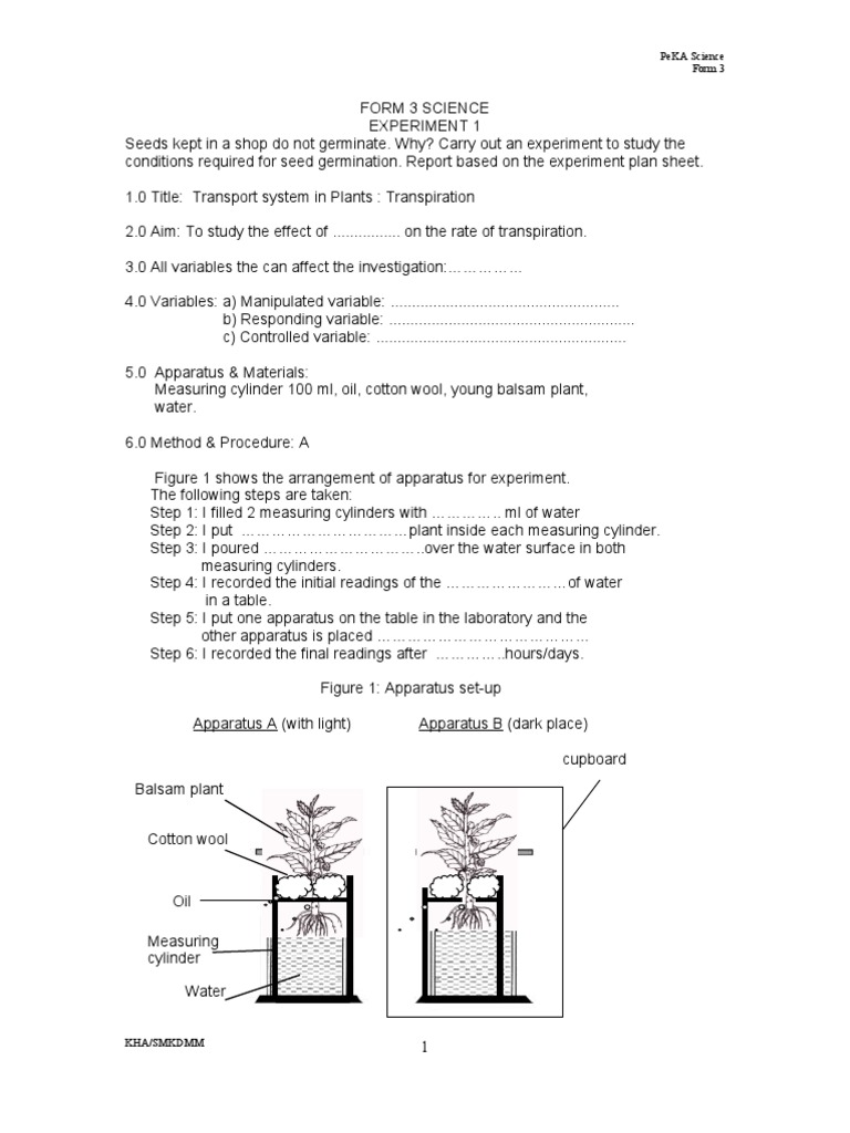 transpiration | Experiment | Atmosphere Of Earth