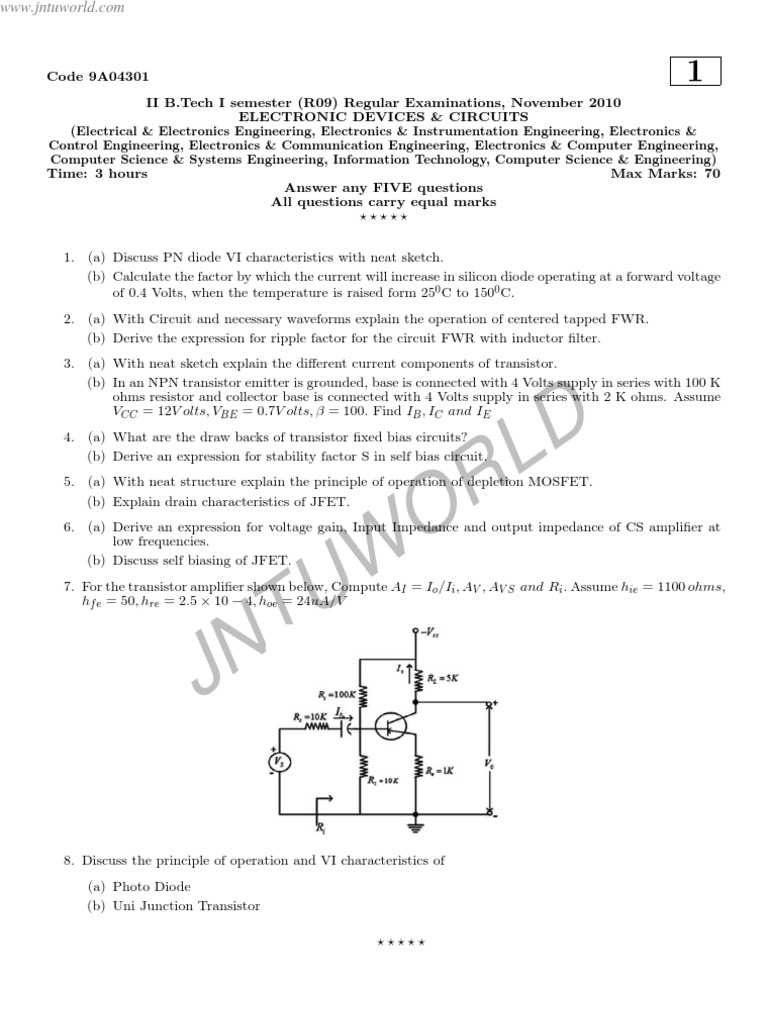 Electronic Devices & Circuits Syllabus | PDF | Transistor | Field ...