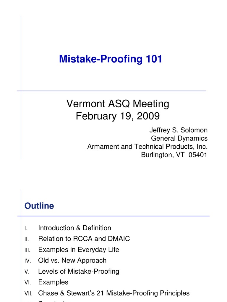 Levels of Mistake-Proofing Explained | PDF | Mars | Space Shuttle