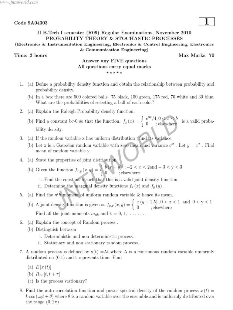 Probability Theory & Stochastic Processes PDF | PDF | Autocorrelation | Probability Density Function