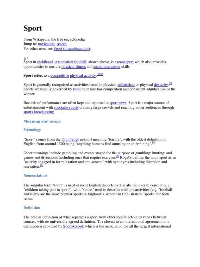 Sport | PDF | Sports | Leisure
