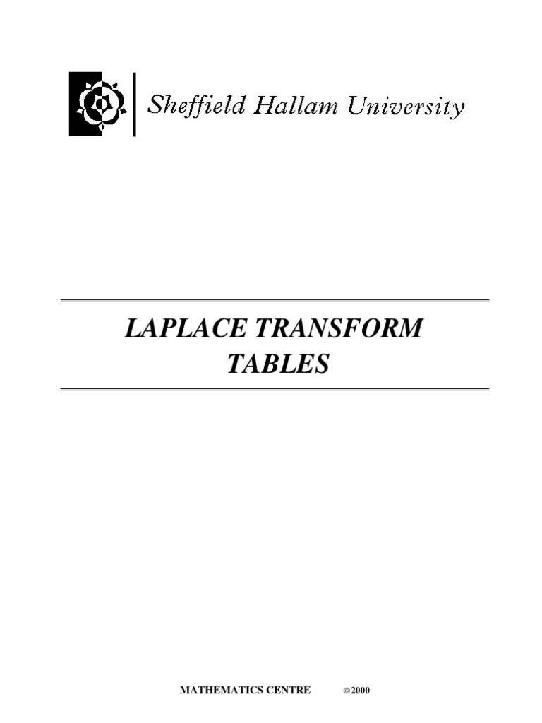 Laplace Transform Tables: Mathematics Centre | PDF