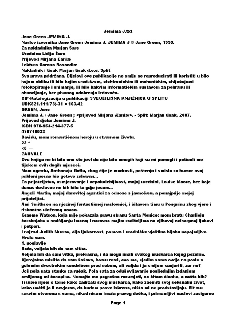 Jane Green Jemima J | PDF