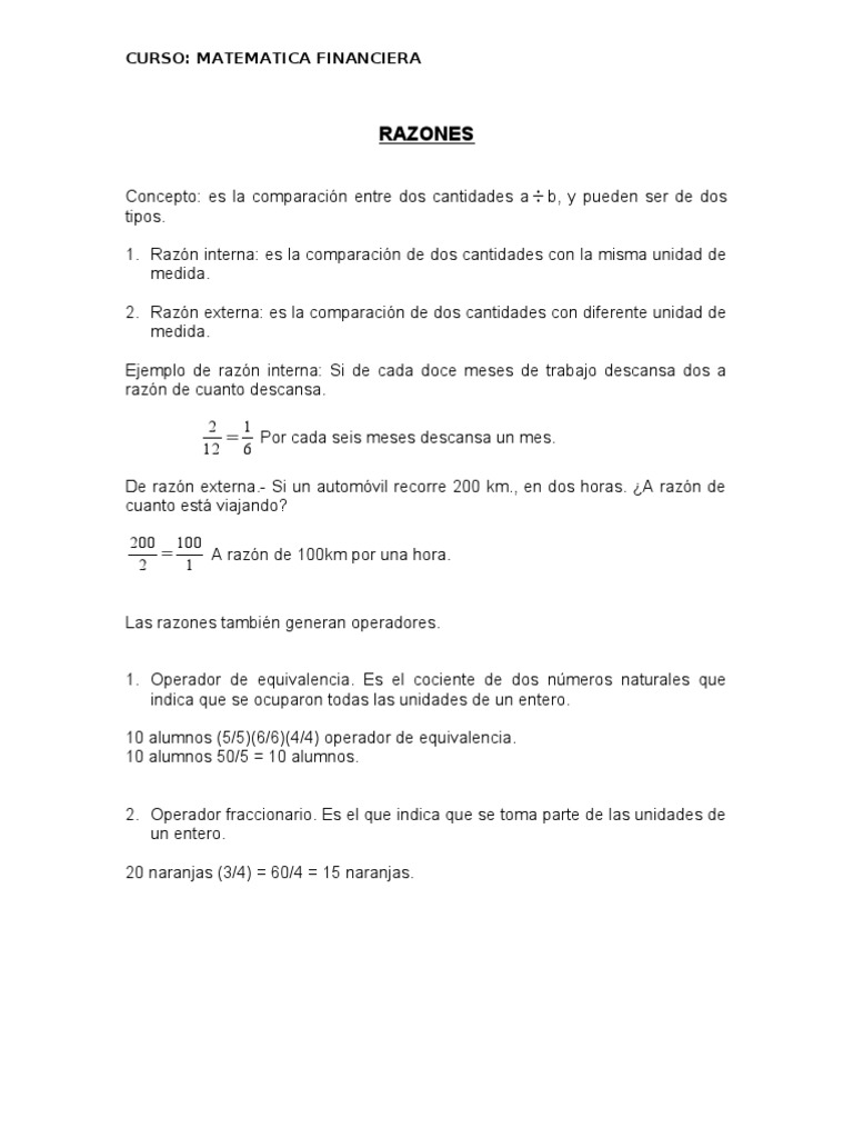 1-Razones Proporciones y Porcentaje Resumen | PDF | Porcentaje ...