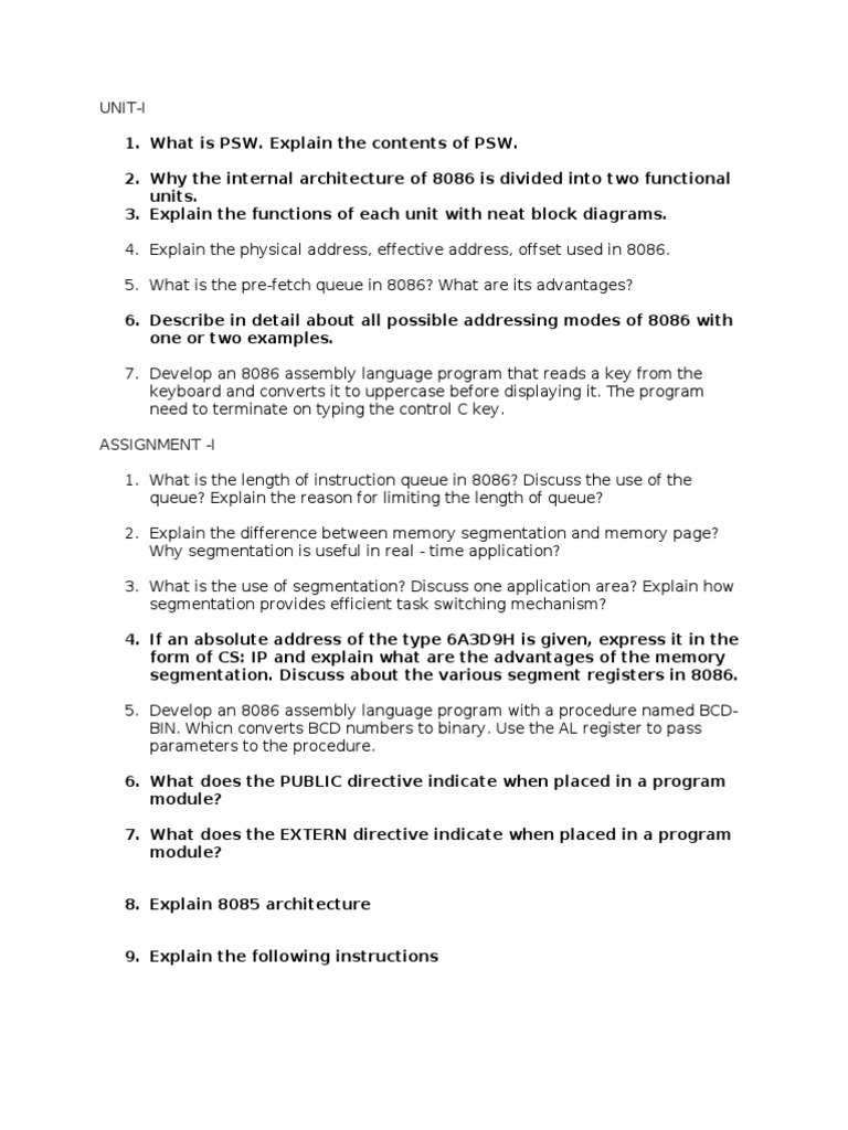UNIT Test Mpi (1) | Instruction Set | Input/Output