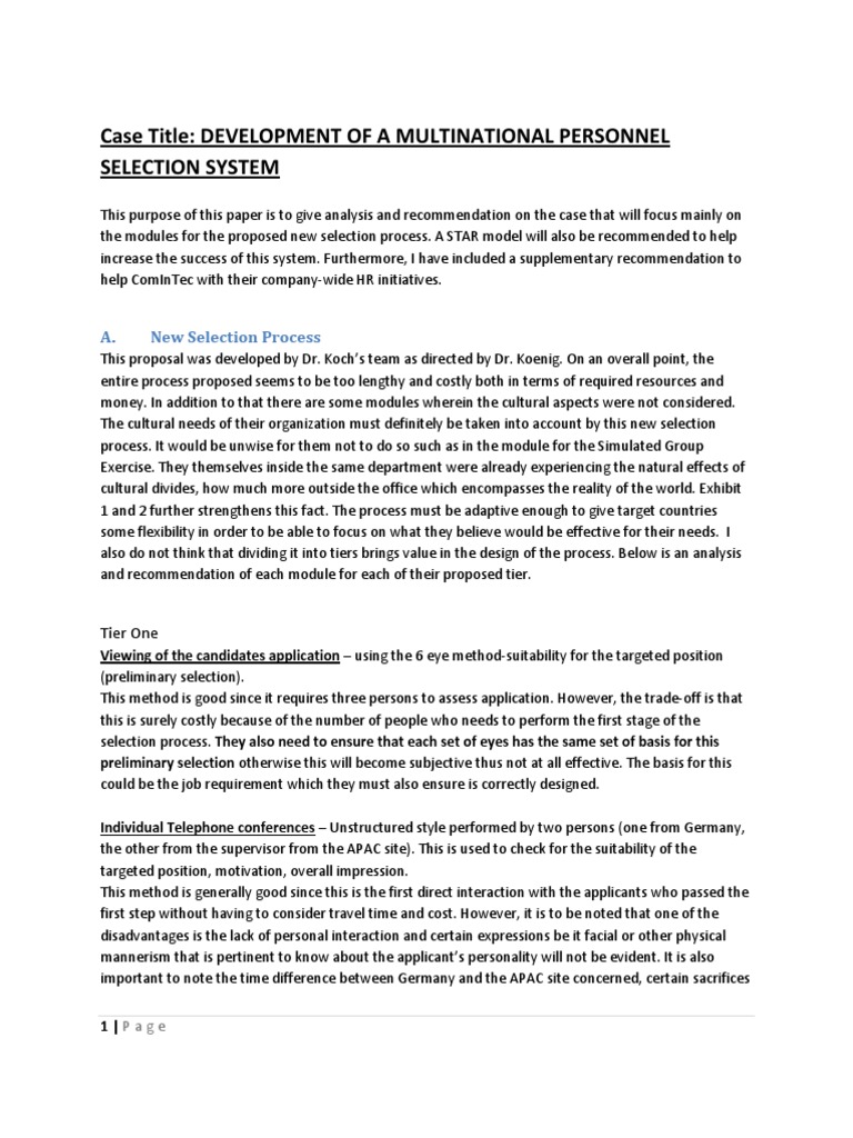 Multinational Personnel Selection System | PDF | Employment | Leadership