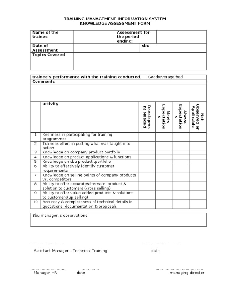 Technical Knowledge Assessment Form | PDF | Business