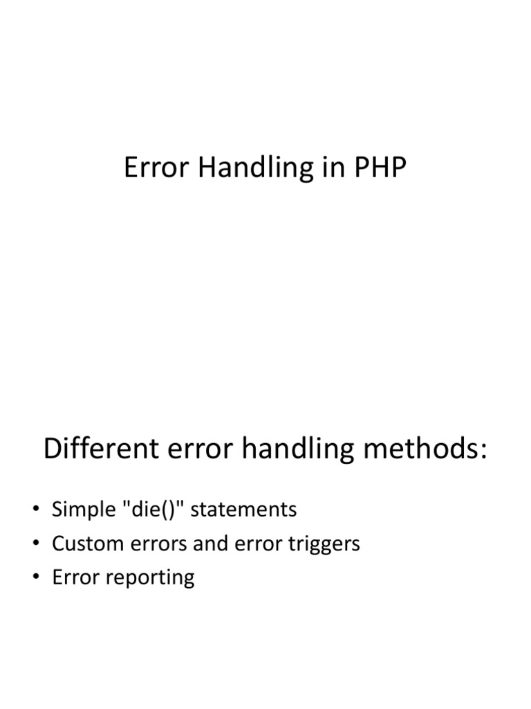 Error Handling in PHP.ppt | Php | Systems Engineering
