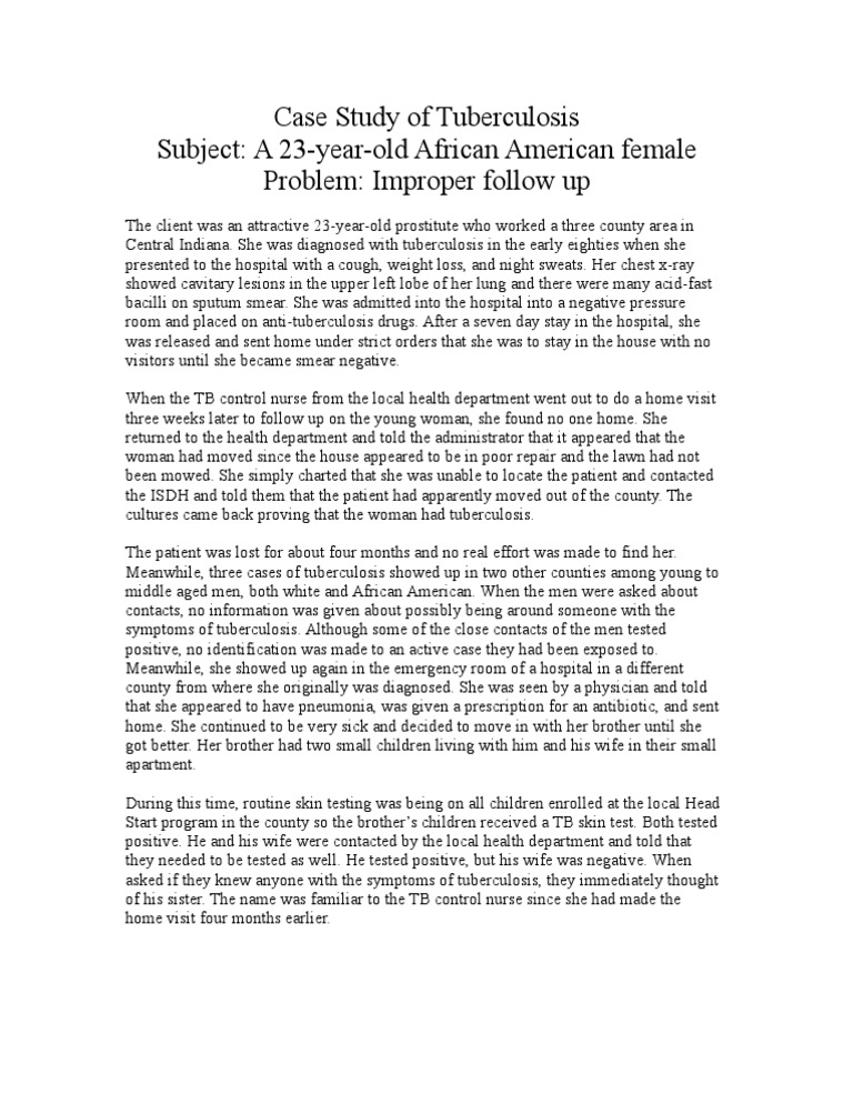 Case Study of Tuberculosis | PDF | Tuberculosis | Respiratory Diseases