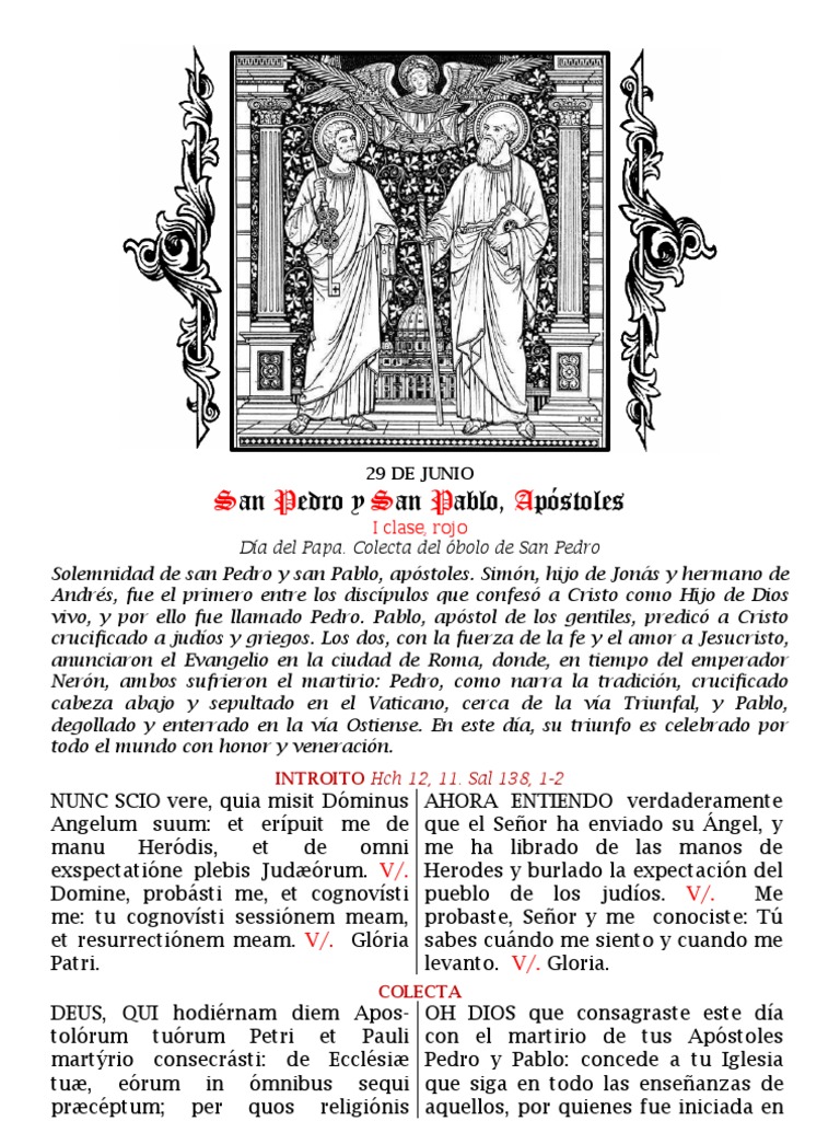 San Pedro Y San Pablo 29 De Junio Folleto Bilingüe Forma