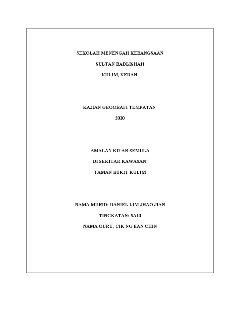 Folio Geografi Tingkatan 3 | PDF