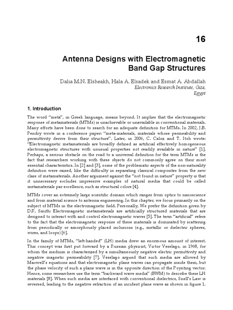 Antenna Designs With Electromagnetic Band Gap Structures | PDF ...