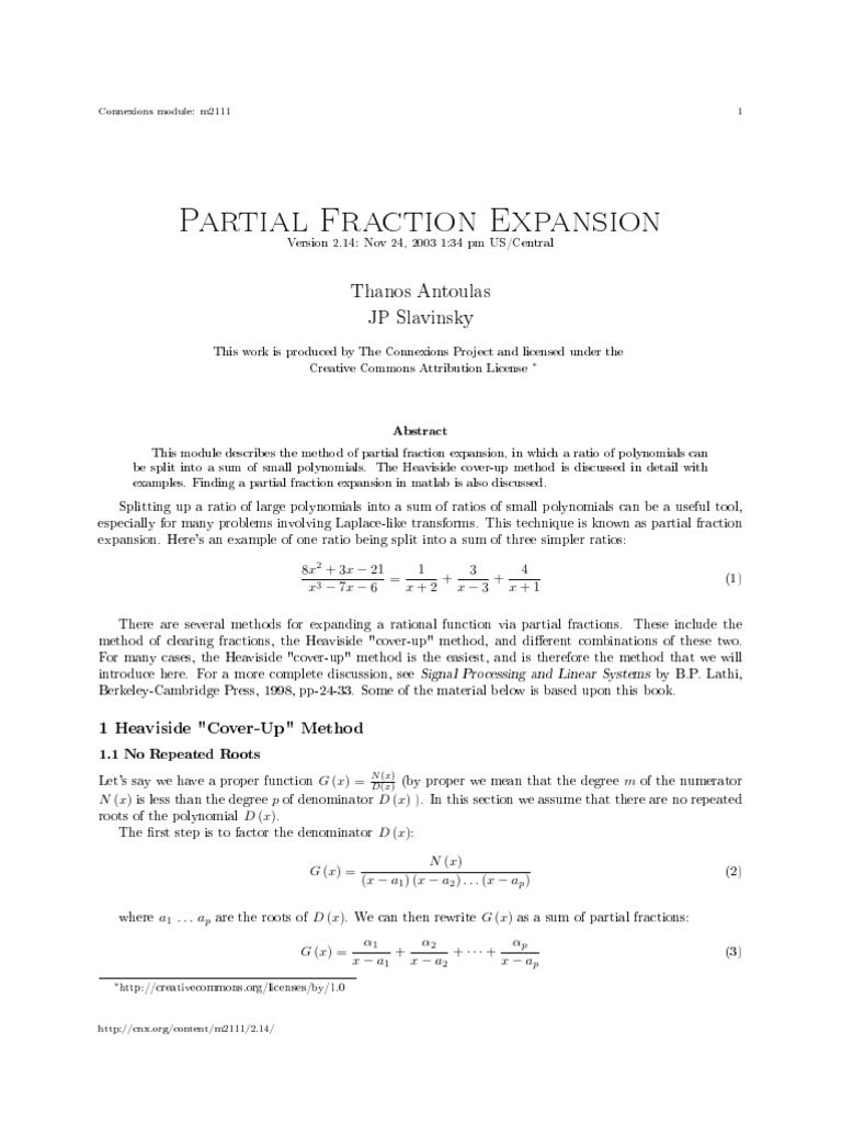 Partial Fraction Method | Download Free PDF | Polynomial | Fraction ...