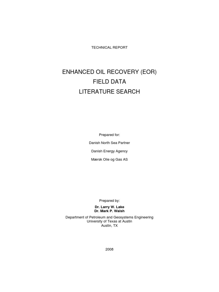 EOR Report | PDF | Enhanced Oil Recovery | Petroleum Reservoir