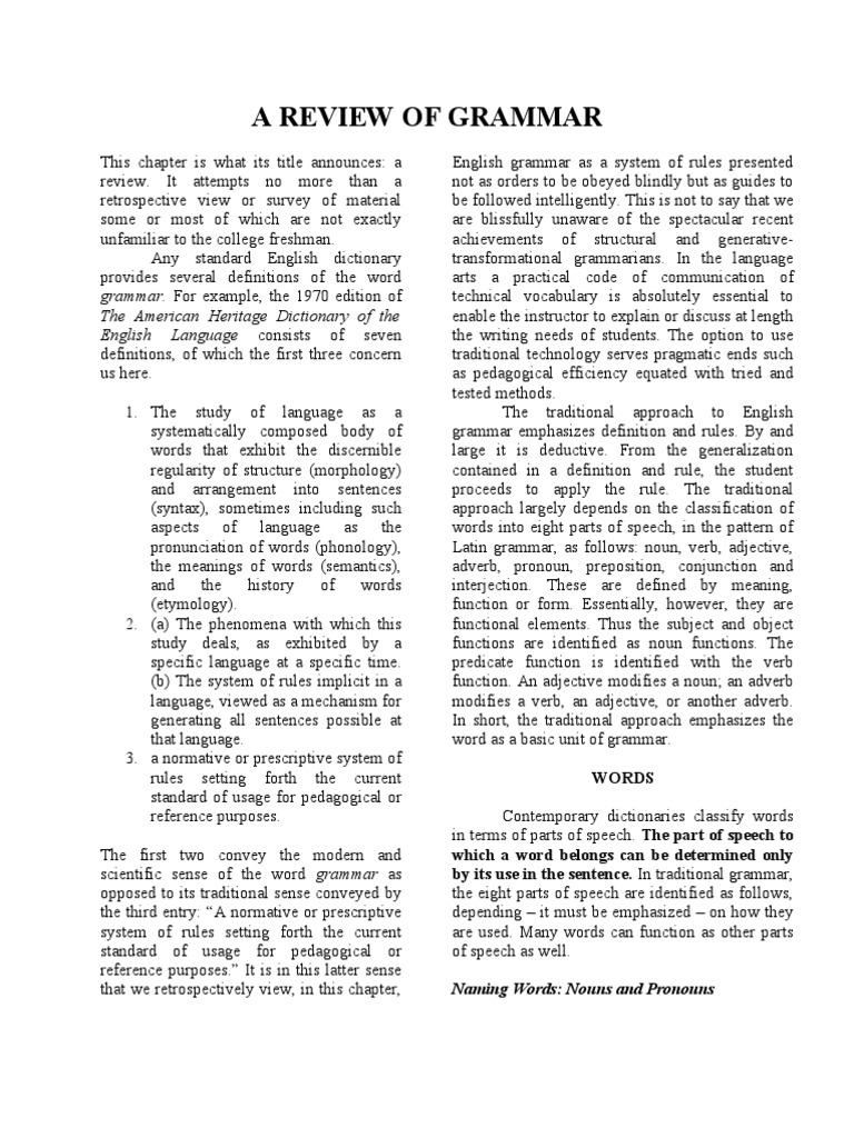 A Review of Grammar and Sentences | PDF | Adjective | Grammatical Number