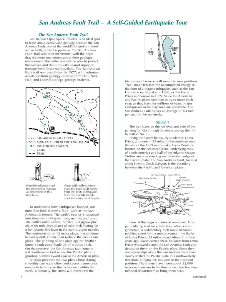 San Andreas Fault Trail A Self-Guided Earthquake Tour | PDF ...