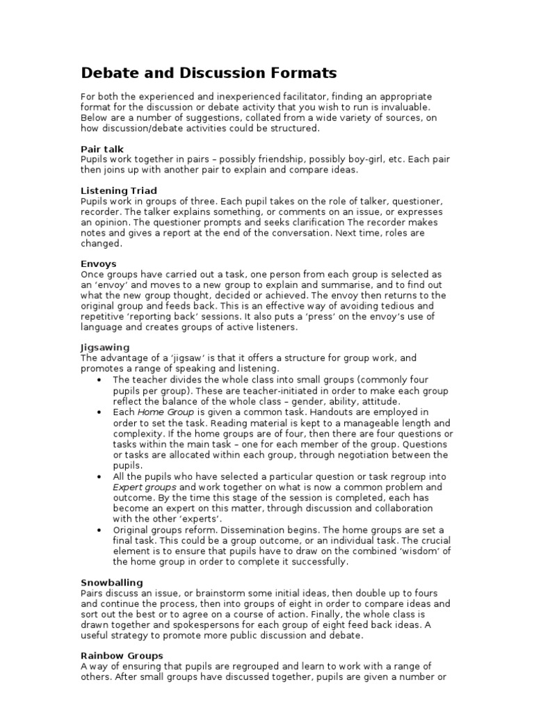 Debate Formats | PDF