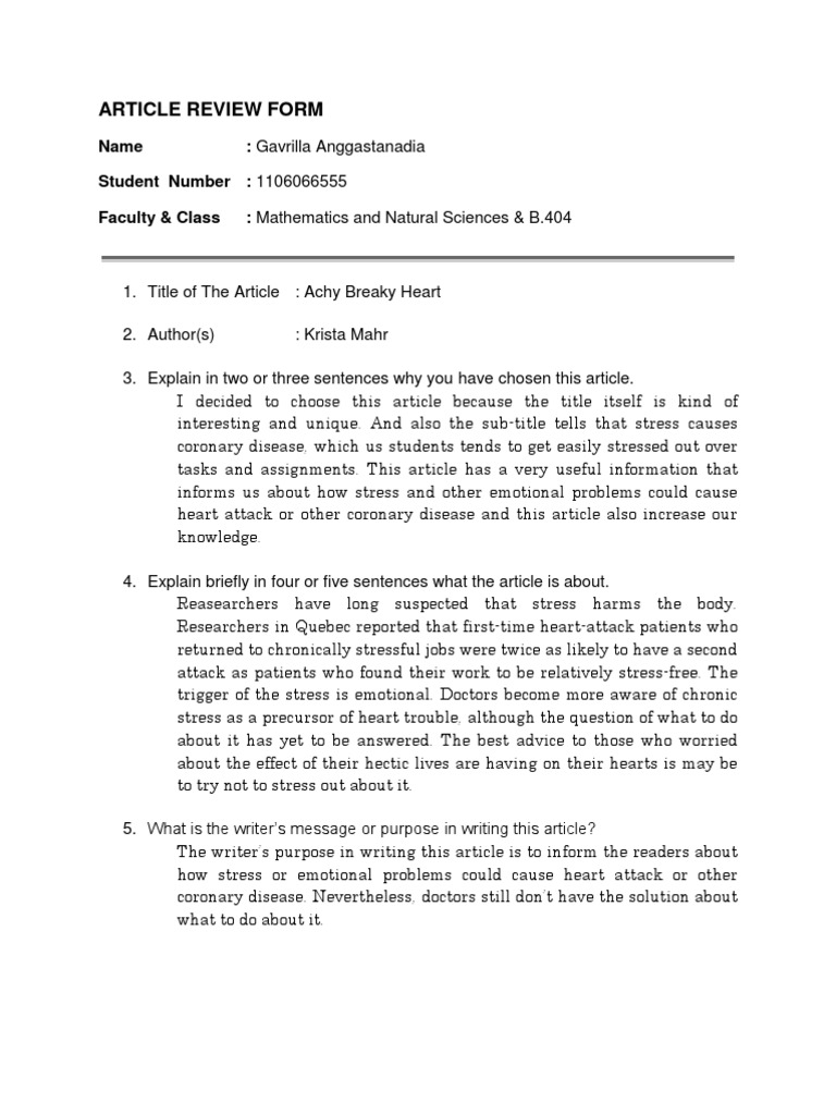 Article Review Form | PDF