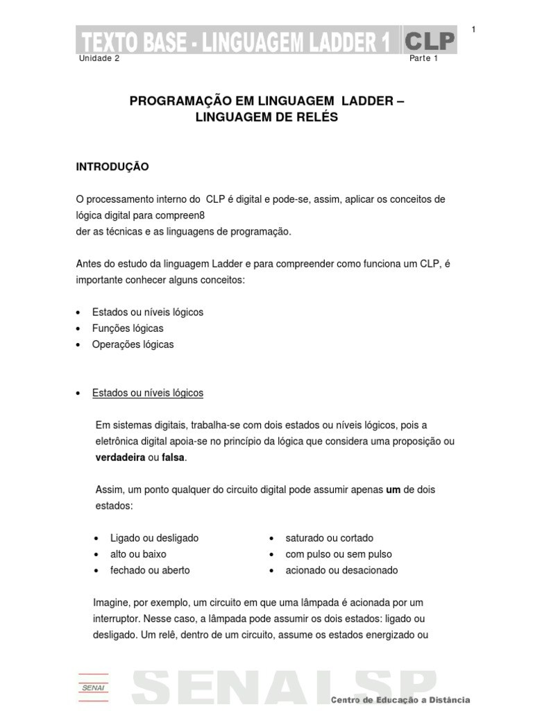 Programação em Linguagem Ladder: Introdução aos Conceitos Básicos de ...