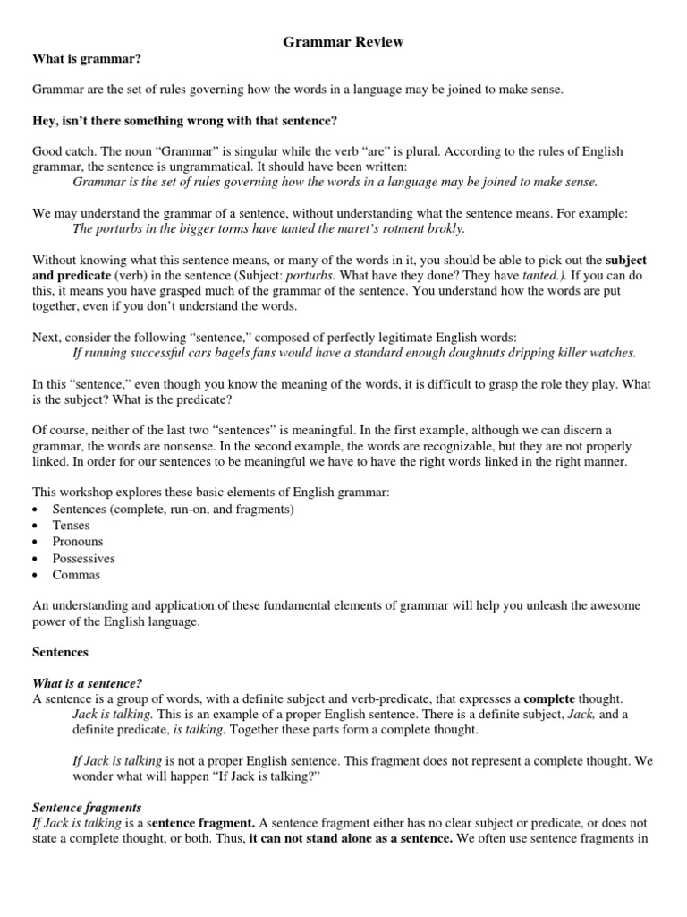 Grammar Review | PDF