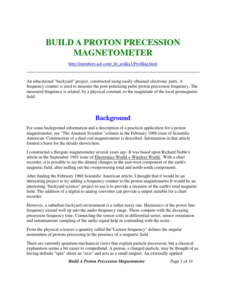 Build A Proton Precession Magnetometer | PDF | Magnetometer | Inductor