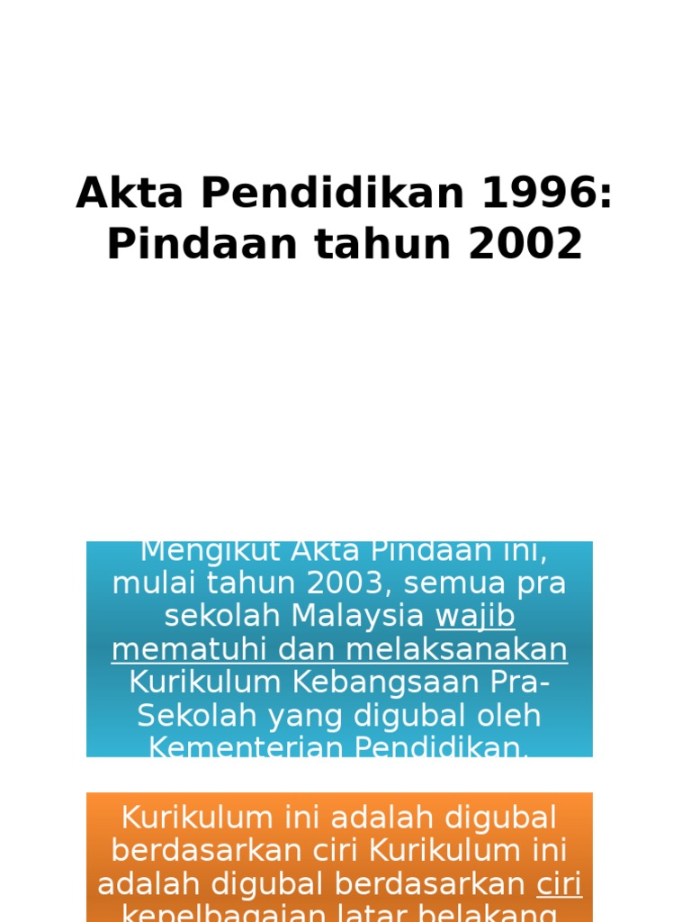 Akta Pendidikan 1996 | PDF