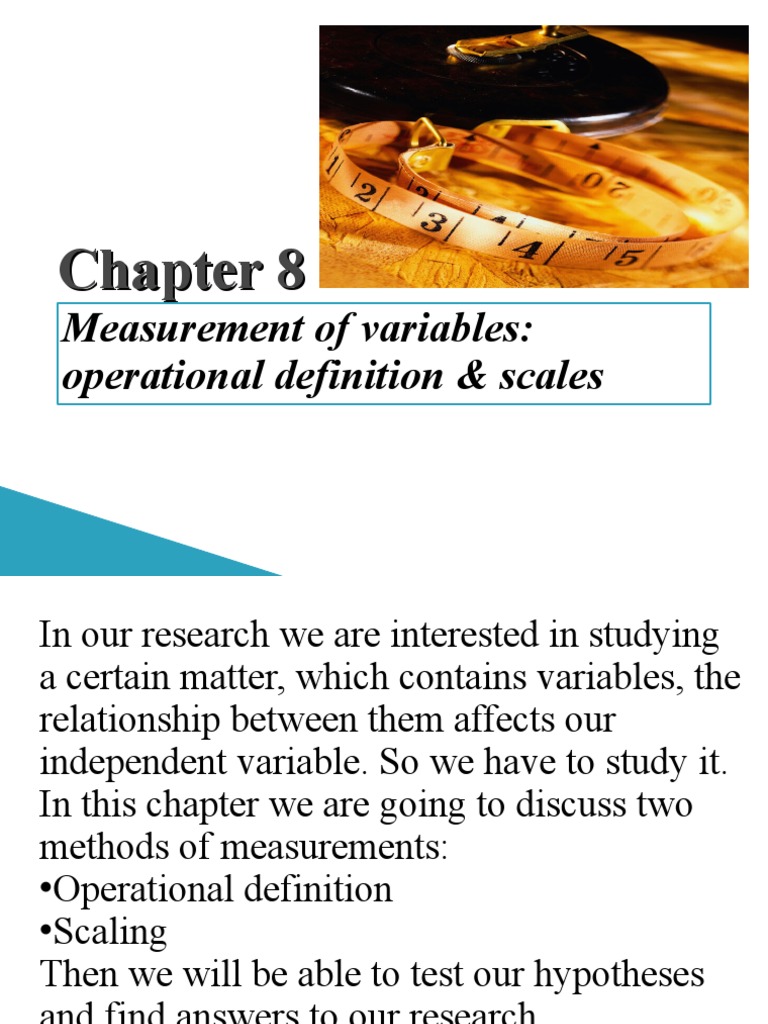 Measurement of Variables: Operational Definition & Scales | PDF ...