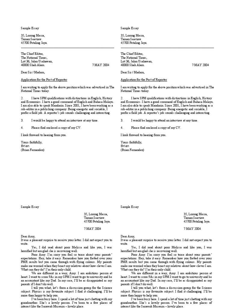 Sample Essay - SPM | PDF