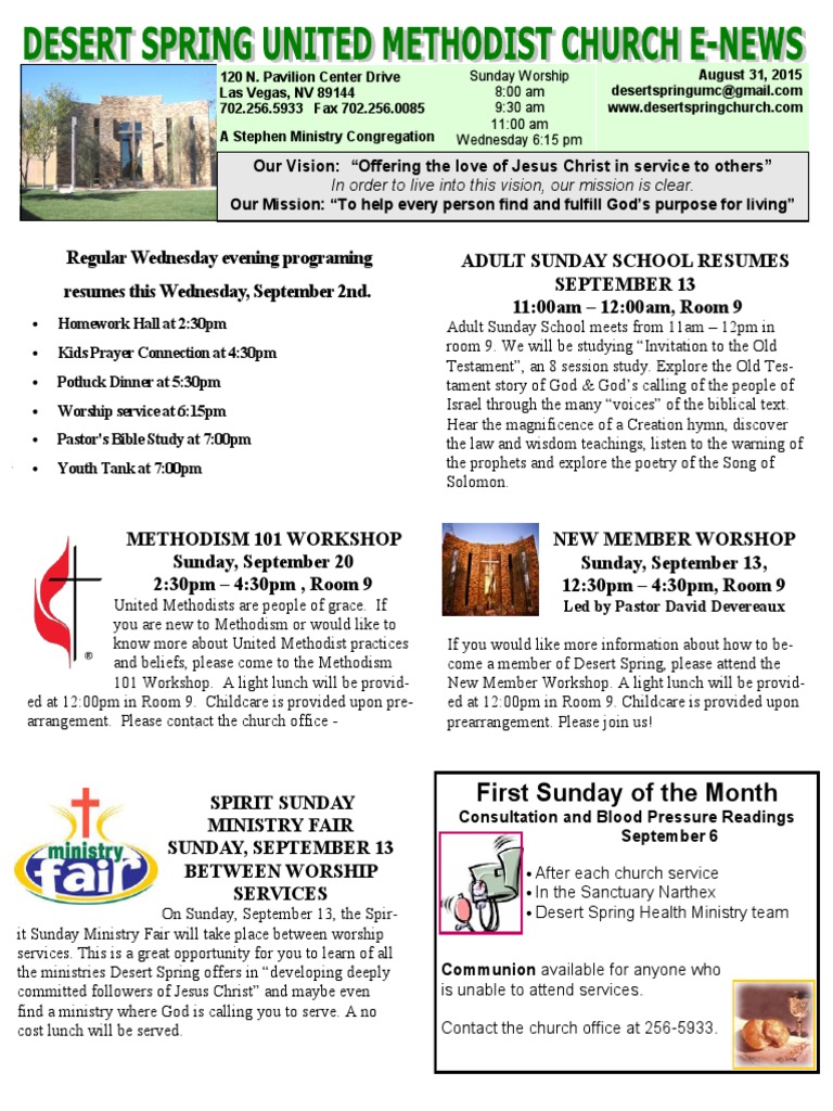 DSUMC Weekly E-News | PDF | Methodism | United Methodist Church