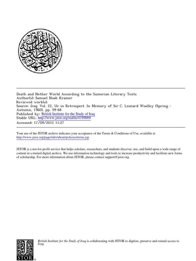 Sumerian Views on Death and Afterlife | PDF | Mesopotamian Mythology ...