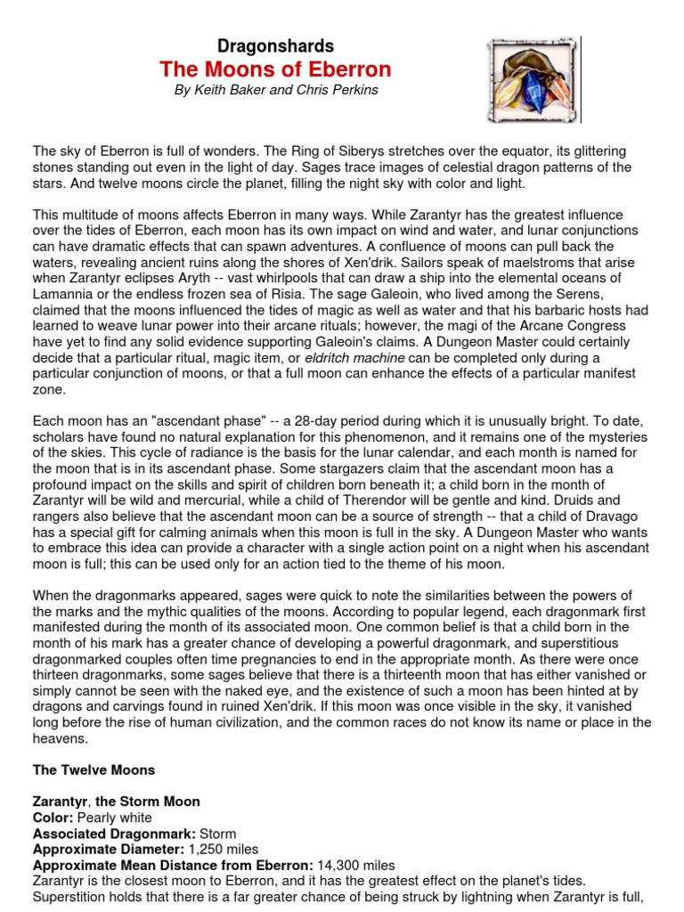 Eberron Article - Moons & Lunar Feats | PDF | Wizards Of The Coast | Moon