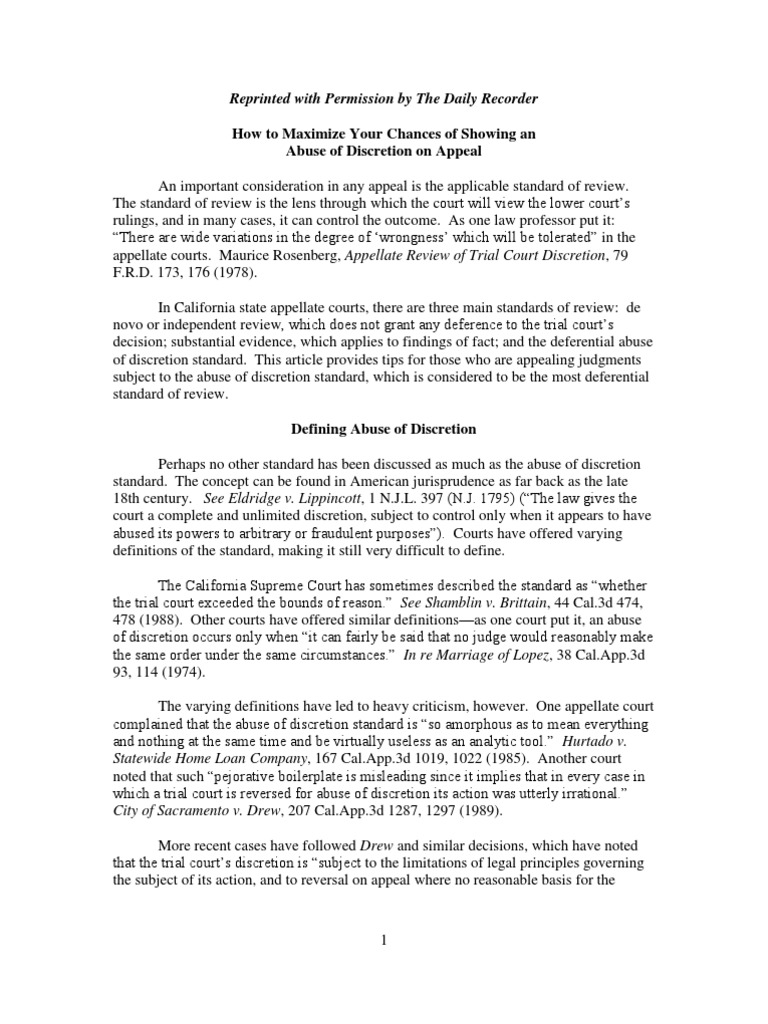 How To Prove Abuse of Discretion | PDF | Standard Of Review | Discretion