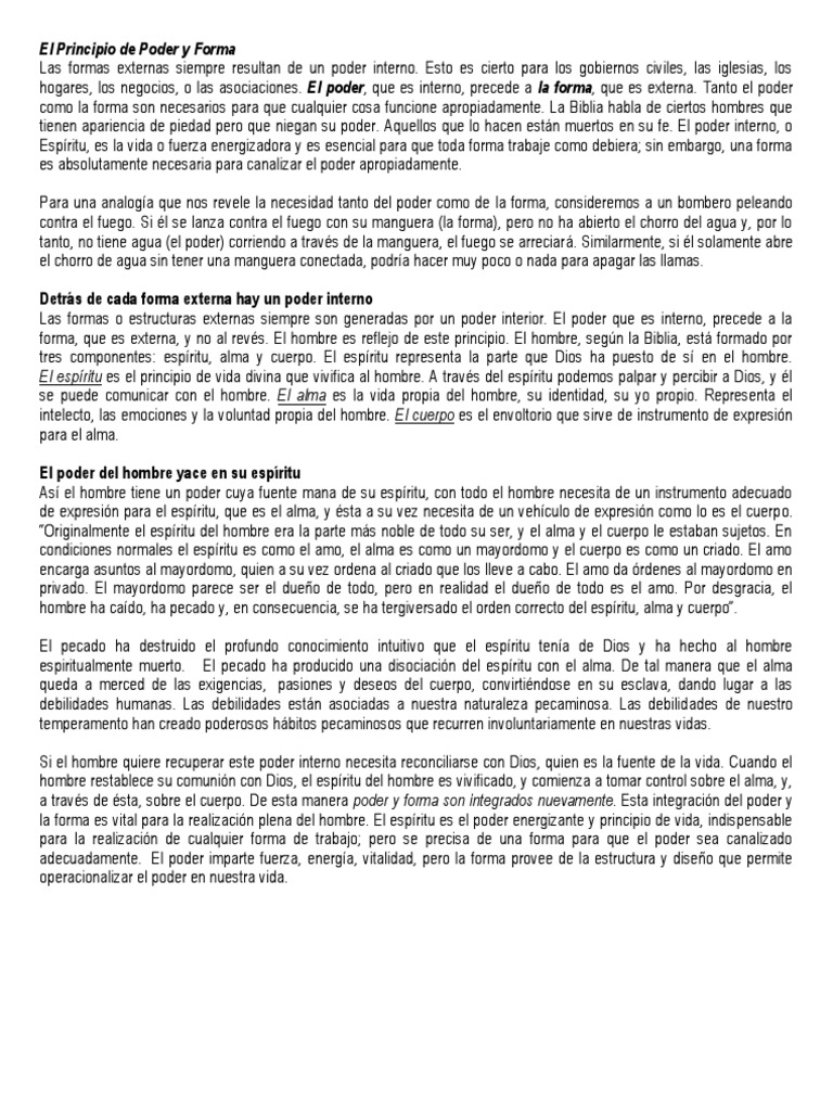 El Principio de Poder y Forma | PDF | Alma | Pecado