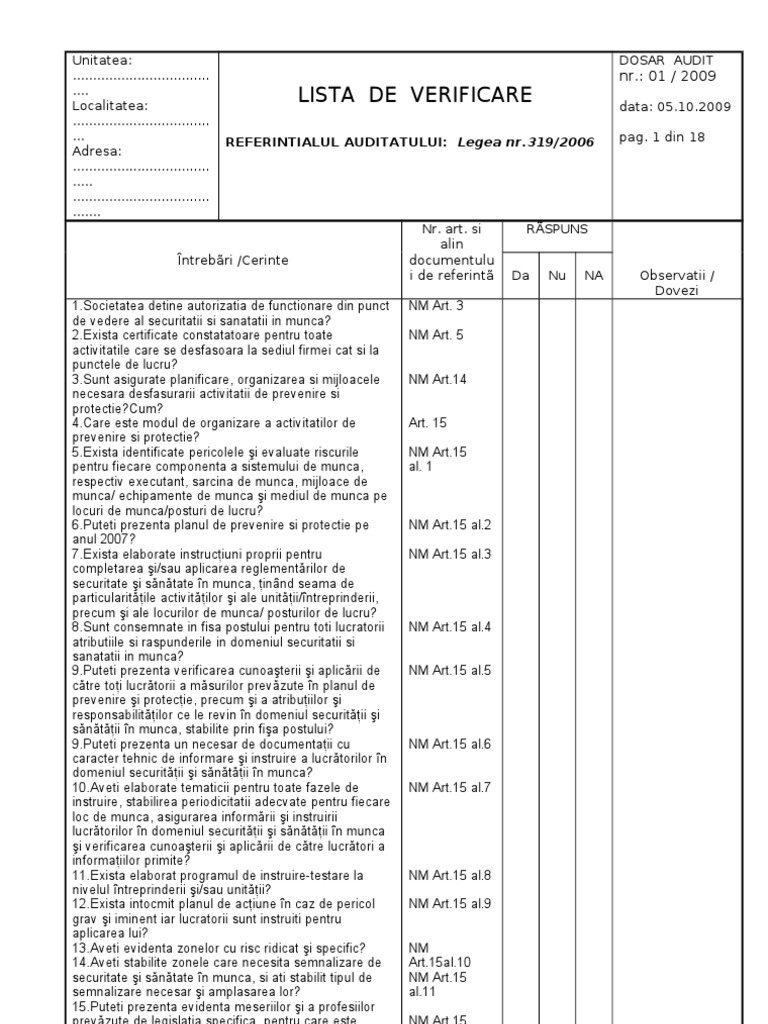 Fisa Audit SSM | PDF