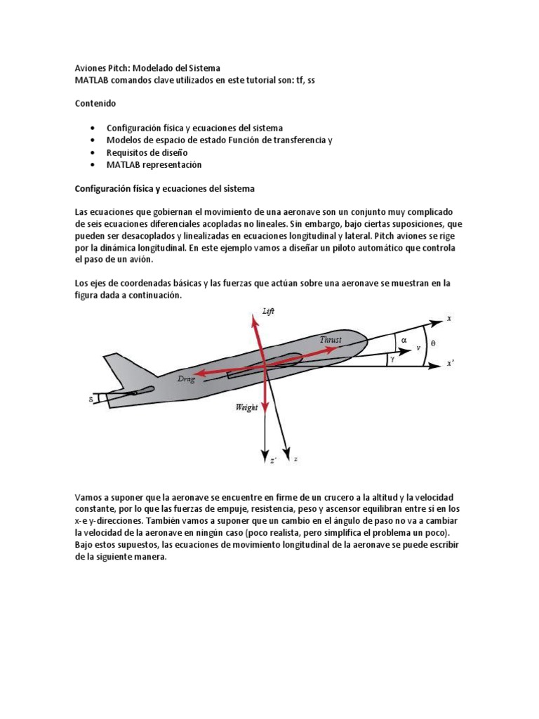 Aviones Pitch | Ecuaciones | Avión