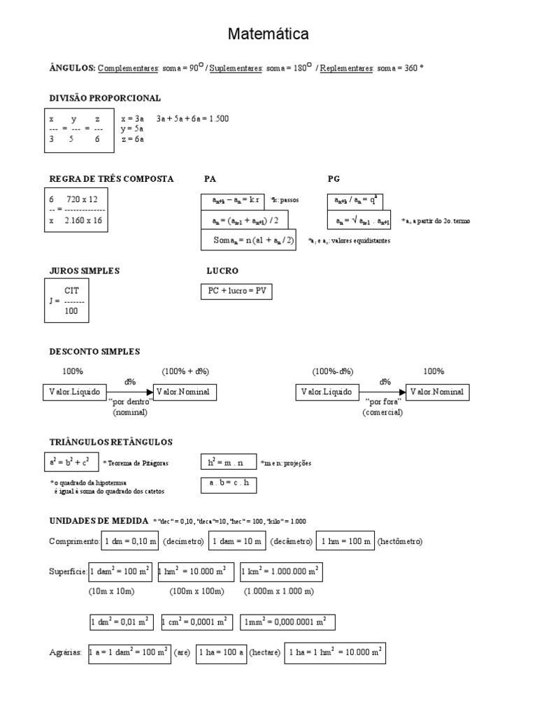 Matemática Financeira - Resumo de Fórmulas | PDF