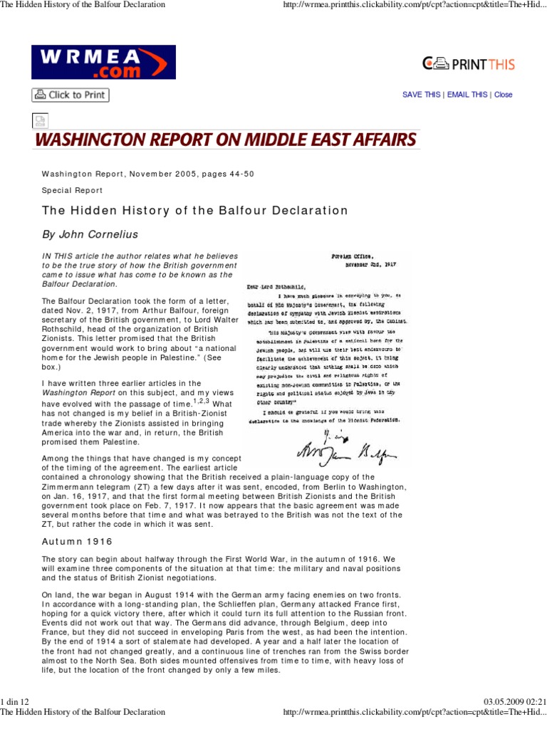 The Hidden History of The Balfour Declaration (Zimmerman Telegram) by ...
