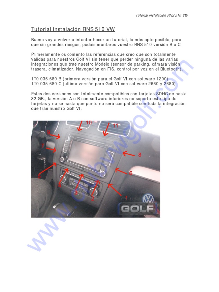 Tutorial instalación RNS 510 VW | PDF | Informática | Electrónica