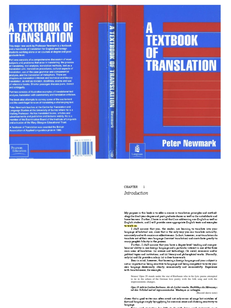 Peter Newmark - Textbook of Translation | PDF | Translations | Theory