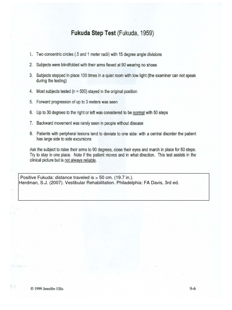 Positive Fukuda Stepping Test Results | PDF