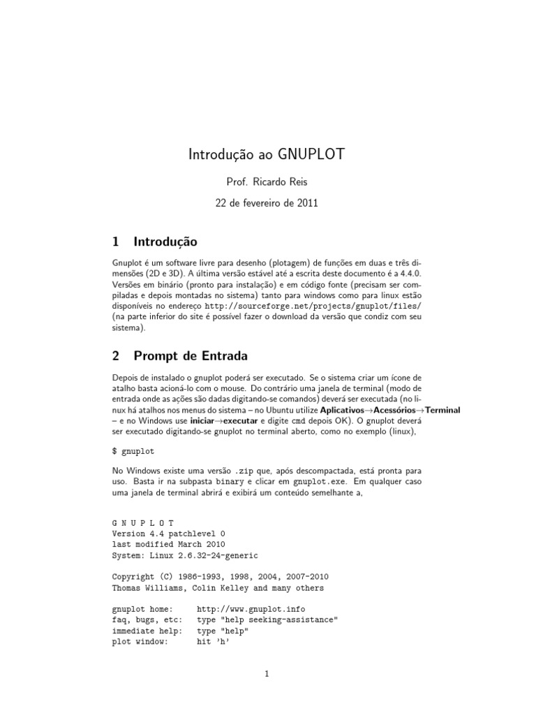Introdução Do GNUPlot | PDF | Linux | Arquivo de texto