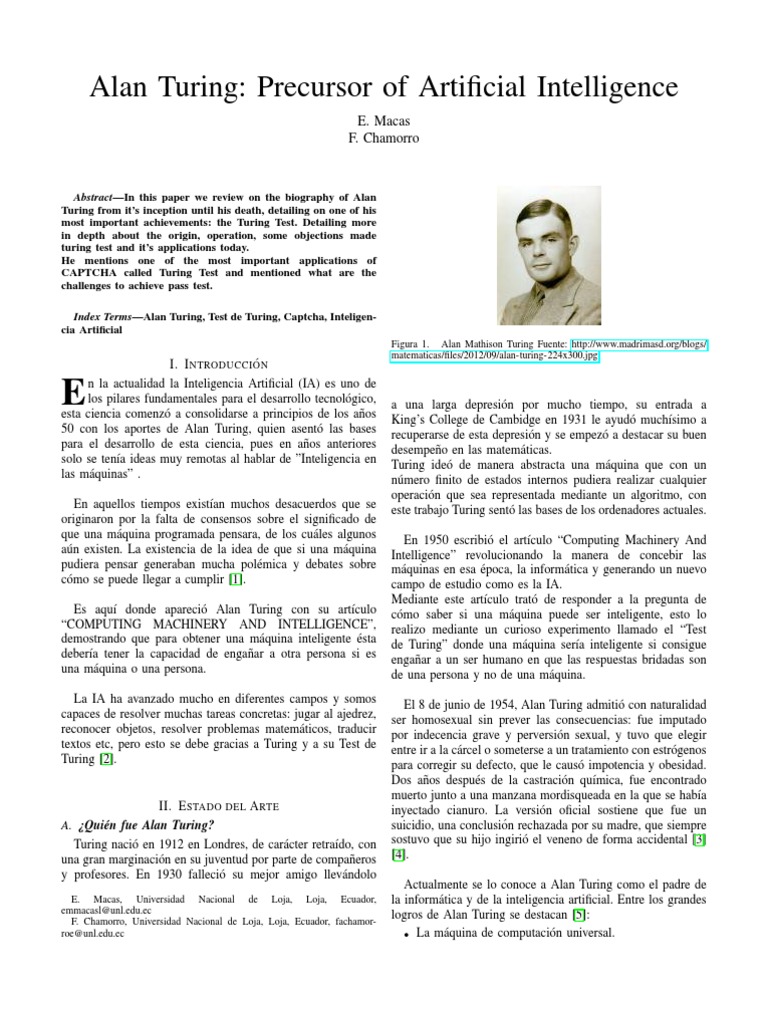 Articulo-IA - Edgar Macas | PDF | Alan Turing | Inteligencia artificial