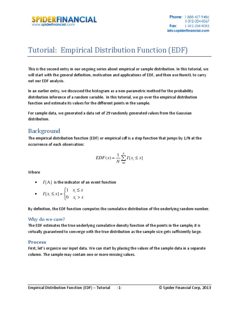 Empirical Distribution Function (EDF) in Excel Tutorial | PDF ...
