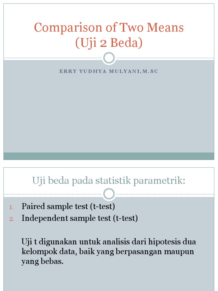Pertemuan 11 Comparison of Two Means | PDF | Student's T Test | Null ...