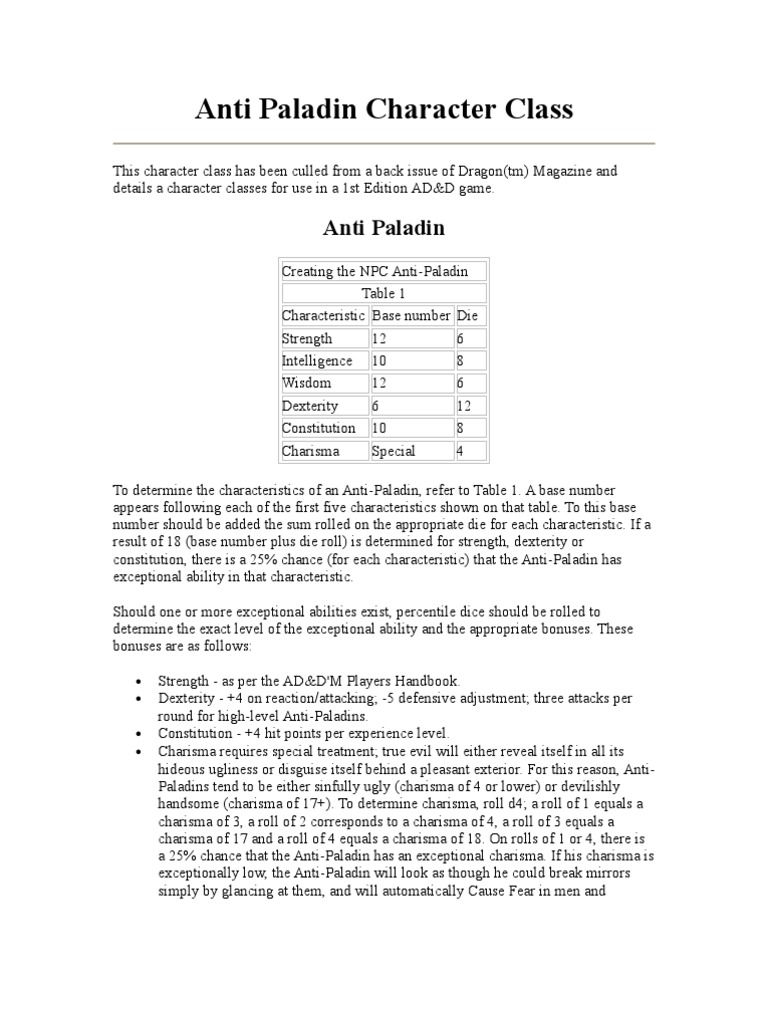 Antipaladin Spell List