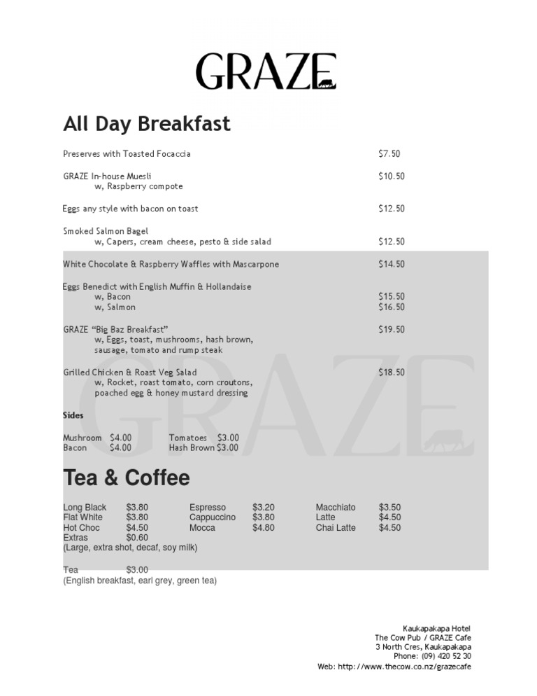 Graze Menu | PDF | Cooking, Food & Wine | Wellness