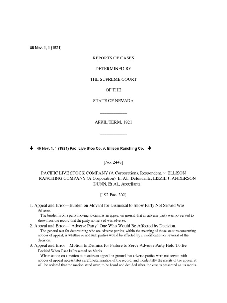 Nevada Reports 1921-1922 (45 Nev.) PDF | PDF | Brief (Law) | Lawsuit